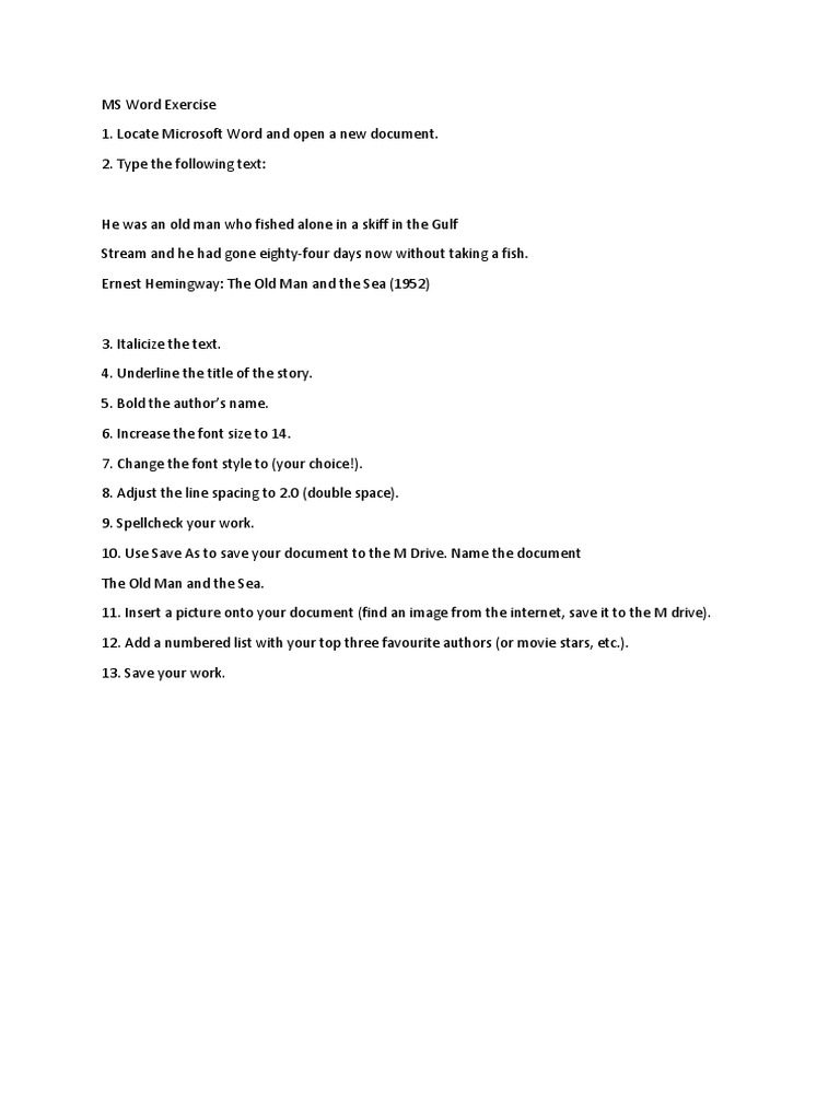 MS Word Exercise EX 7 PDF | PDF