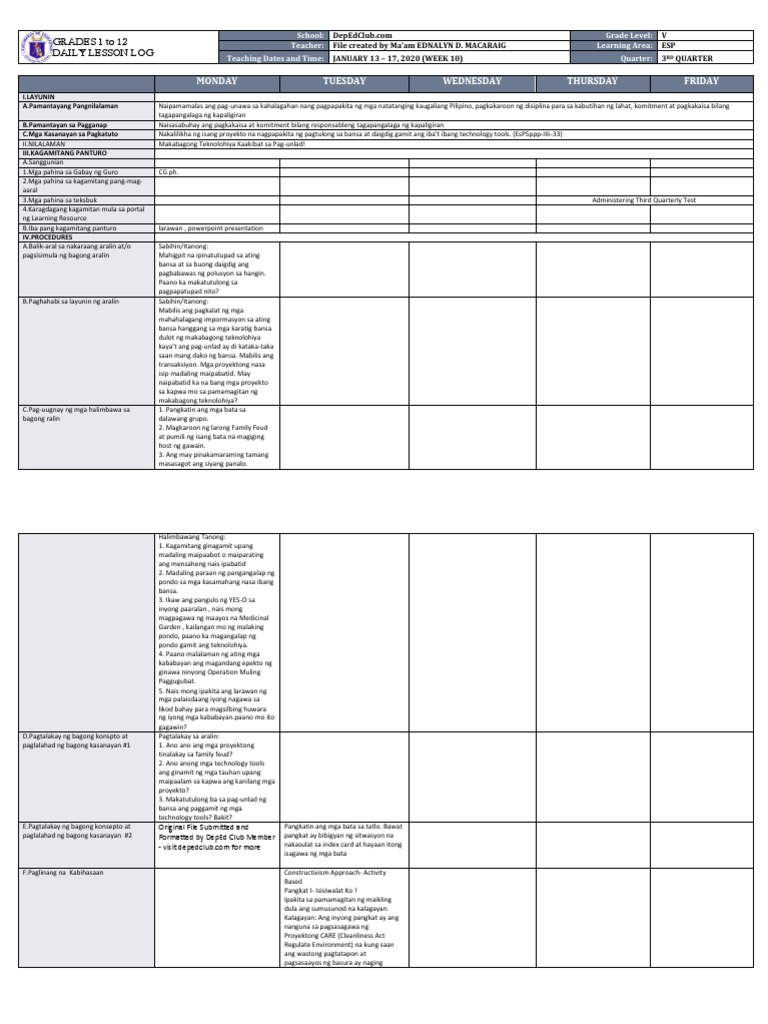 DLL - Esp 5 - Q3 - W10 | PDF