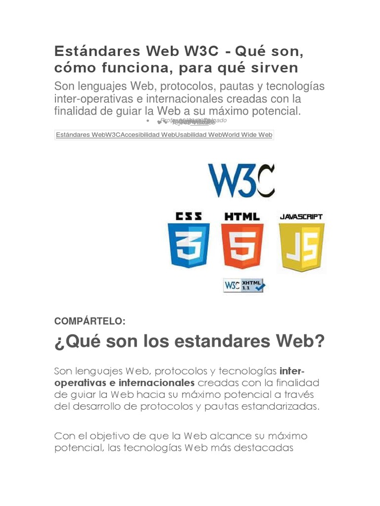 Estándares Web W3C | PDF | Consorcio Mundial de la red | Red mundial