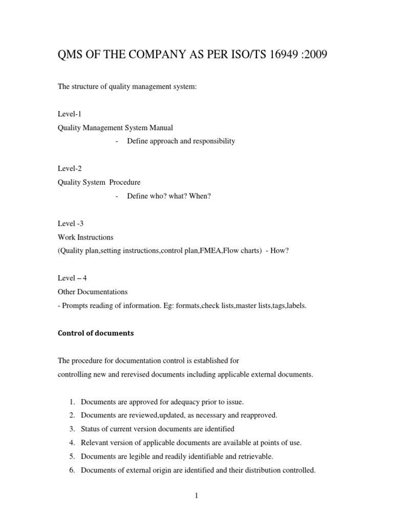 QMS of The Company As Per Iso | PDF | Quality Management System ...