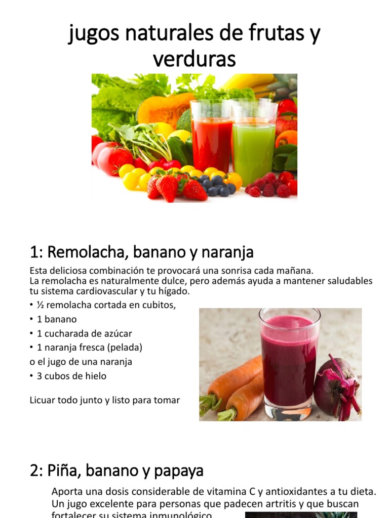 Recetas de Jugos Naturales Saludables | PDF | Vegetales | Miel