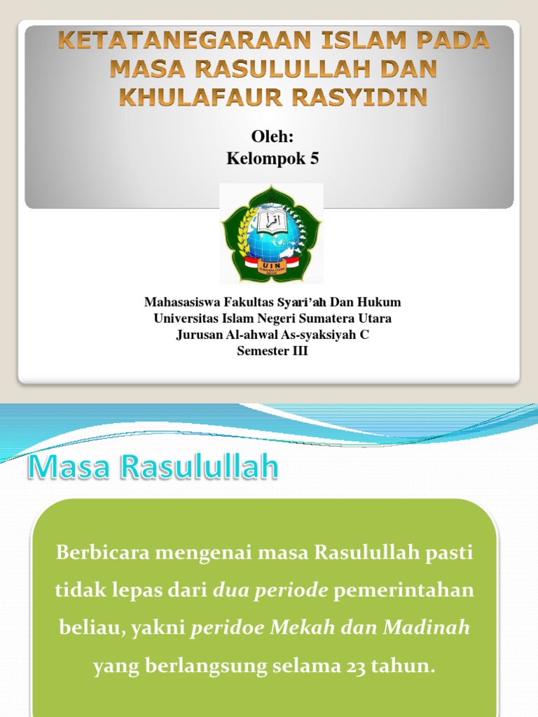 Ketatanegaraan Islam Pada Masa Rasulullah Dan Khulafaur Rasyidin | PDF