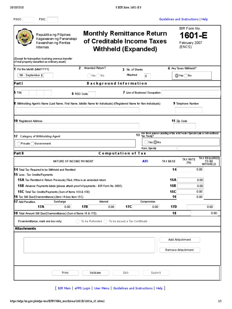 BIR Form 1601-E | PDF | Withholding Tax | Taxes