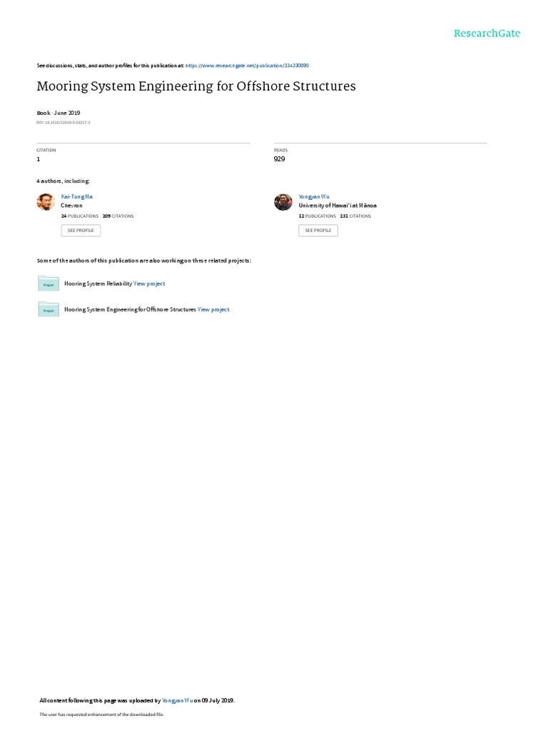 Mooring System Engineering For Offshore Structures | PDF | Engineering ...