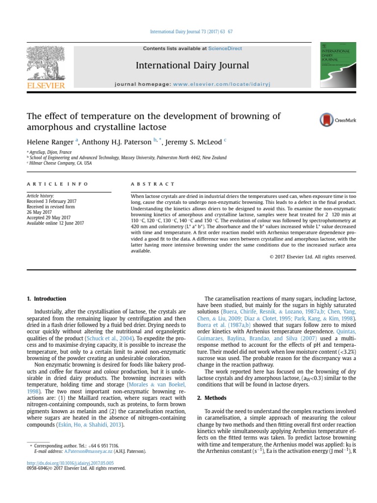 The Effect of Temperature On The Development of Browning of | PDF ...