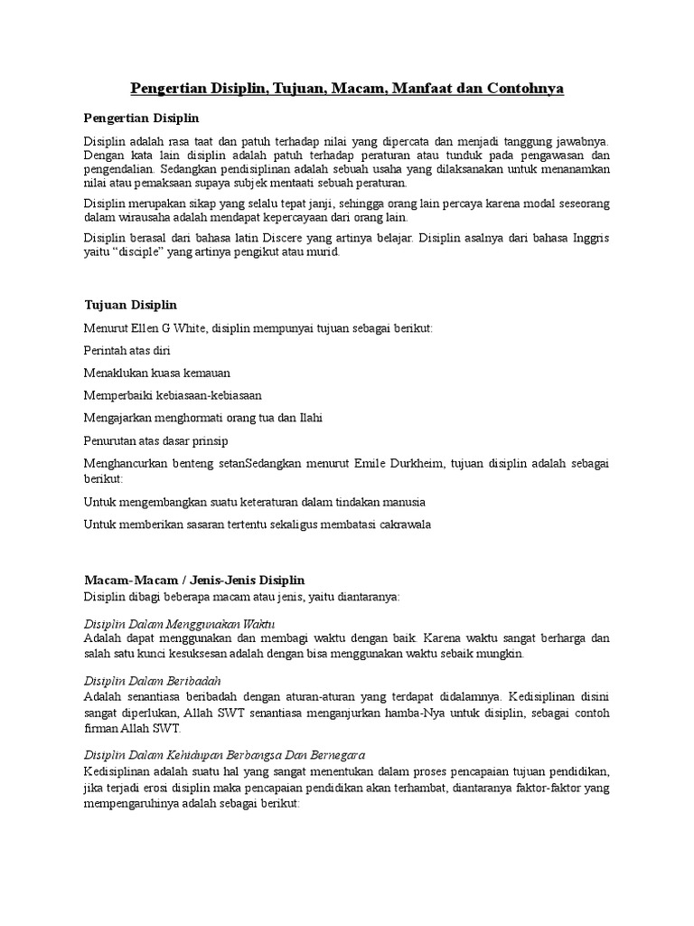 Pengertian Disiplin | PDF