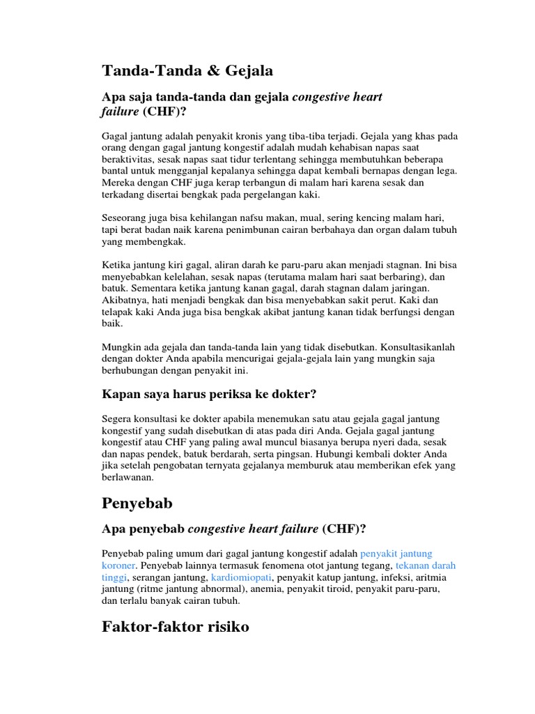 Tanda Gejala Dan Penyebab CHF | PDF | Kesehatan Holistik