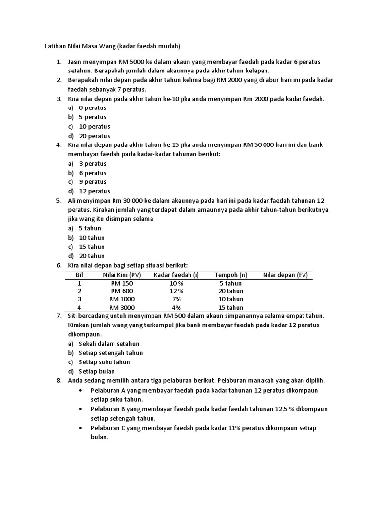 Latihan Faedah Kompaun PDF | PDF