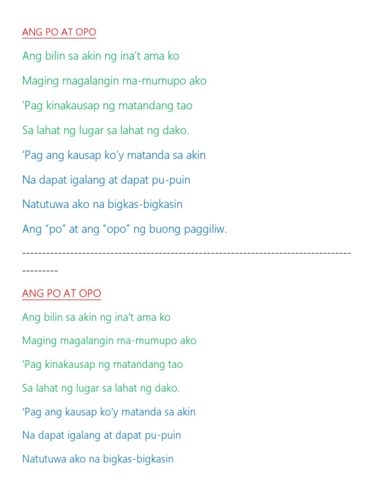 Ang Po at Opo | PDF