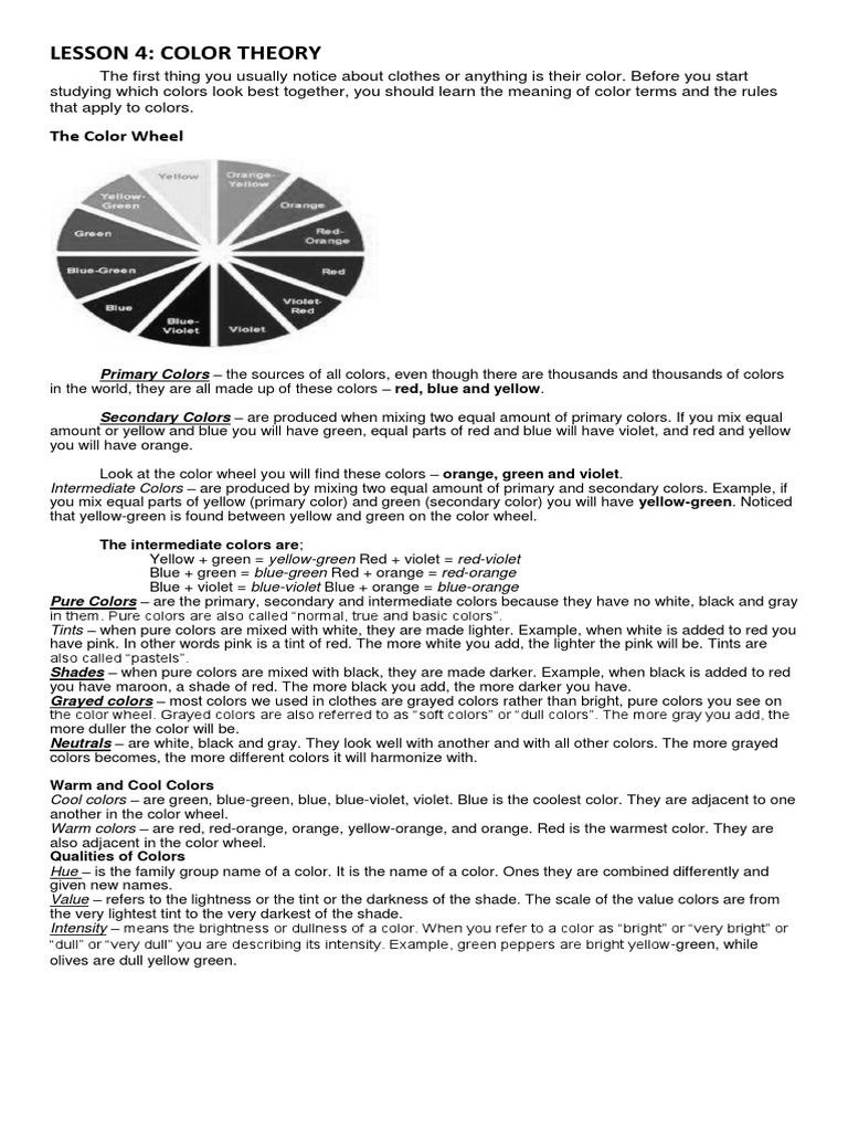 Lesson 4-Color Theory | PDF | Color | Blue