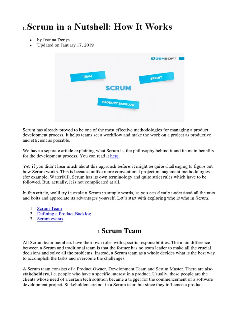 SCRUM in A Nutshell | PDF | Scrum (Software Development) | Software ...