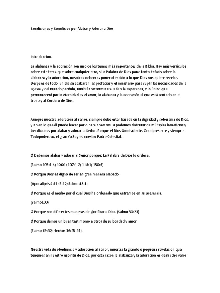 Beneficios de Alabar y Adorar a Dios | PDF | Dios | Fe