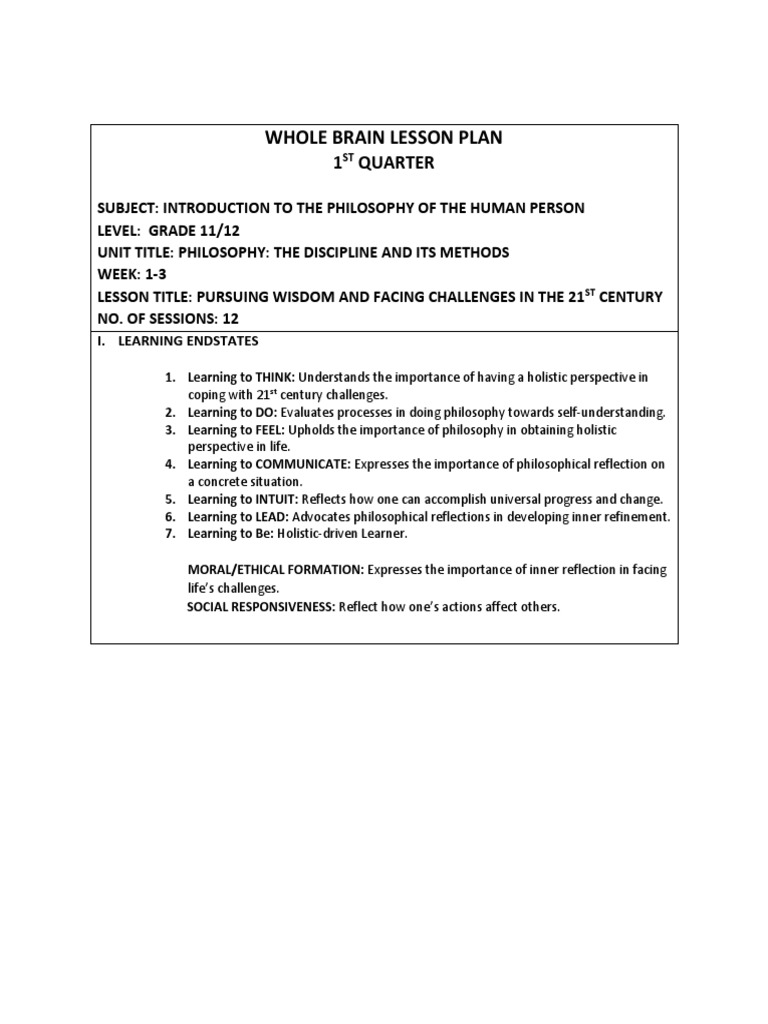 Sample Questions For TOS PHILOSOPHY 1st Quarter FINAL 111 | PDF ...