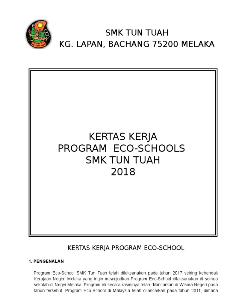 KK Program Eco - School SMKTT 2018 | PDF