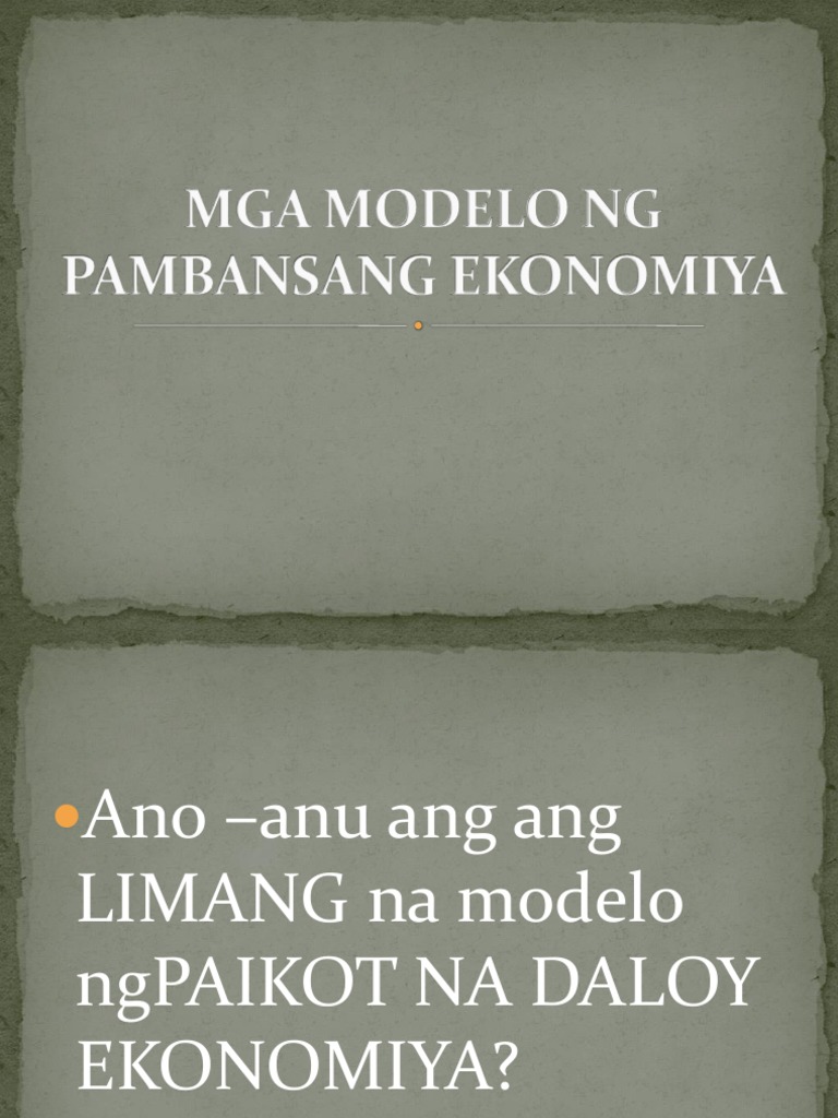 Mga Modelo NG Pambansang Ekonomiya Ekonomiks 3rd Quarter | PDF
