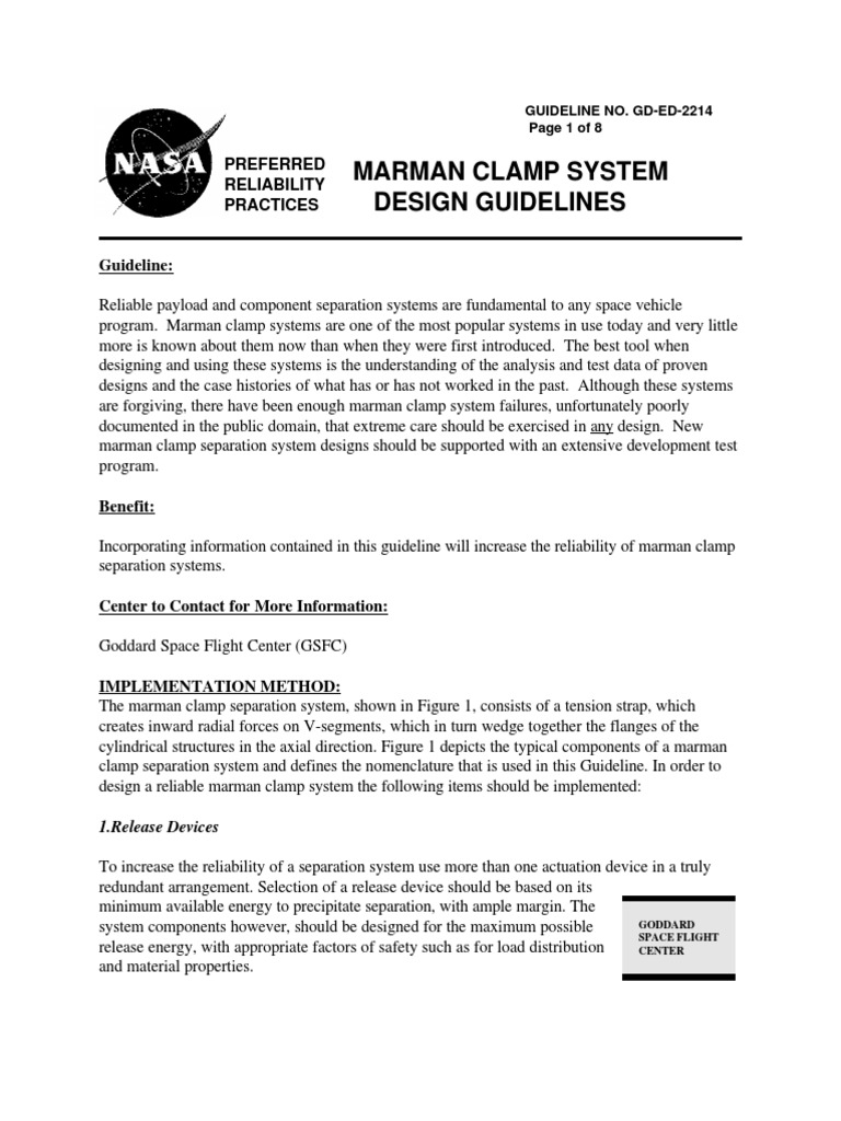 Guideline No. GD-Ed-2214 Marman Clamp Systems Design Guidelines | PDF | Friction | Screw