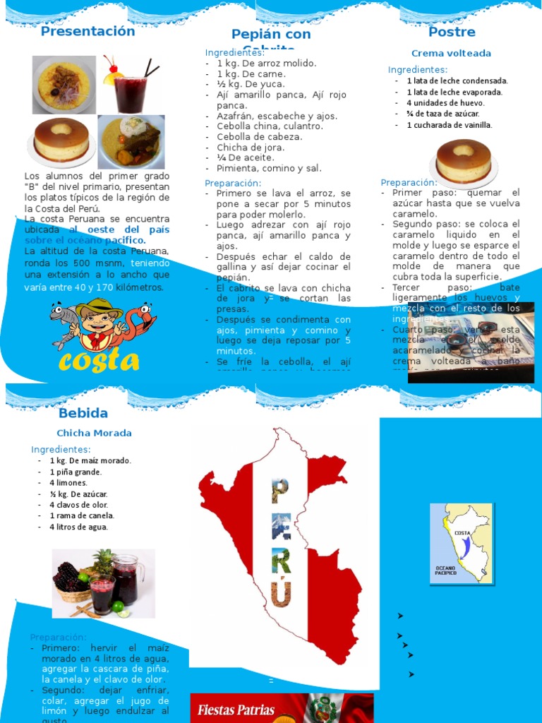 Triptico de La Costa Peruana | PDF | Cilantro | Postres