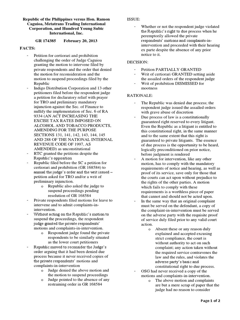 Republic v. Caguioa | PDF | Injunction | Complaint