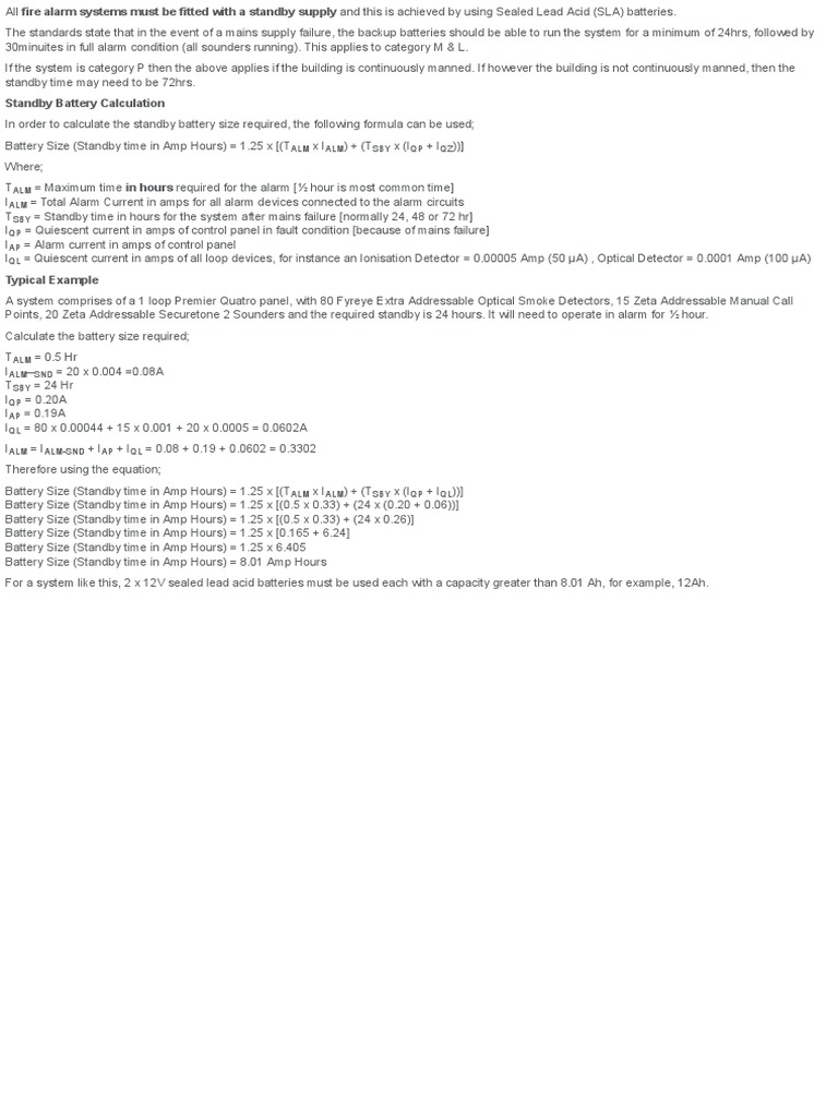 Calculating The Battery Backup For Your Fire Alarm System - Discount Fire Supplies PDF | PDF ...