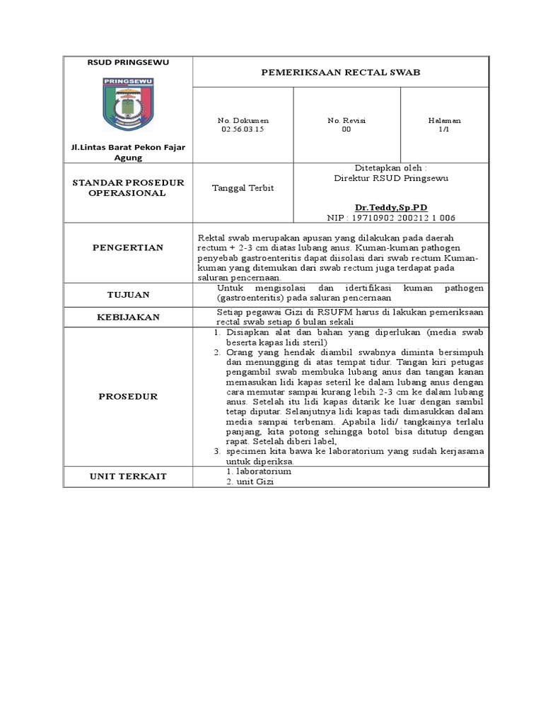 Spo Rectal Swab | PDF | Sains & Matematika
