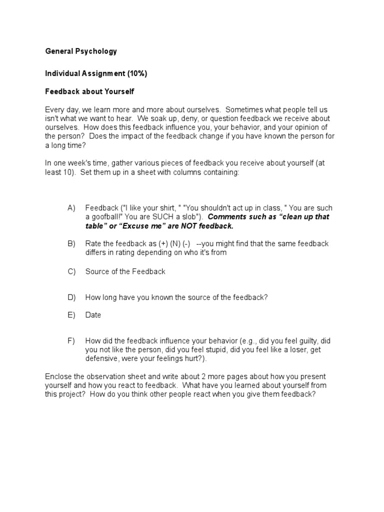 General Psychology Assignment Questions (Individual and Group) | PDF ...