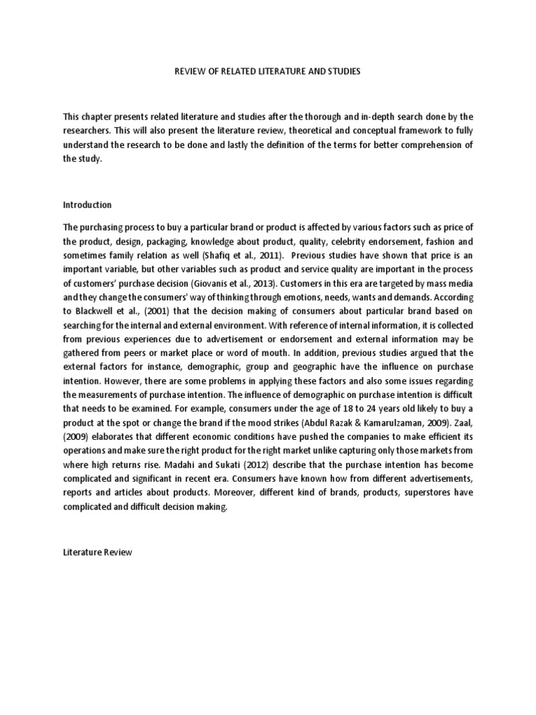 Review of Related Literature and Studies | PDF | Brand | Decision Making