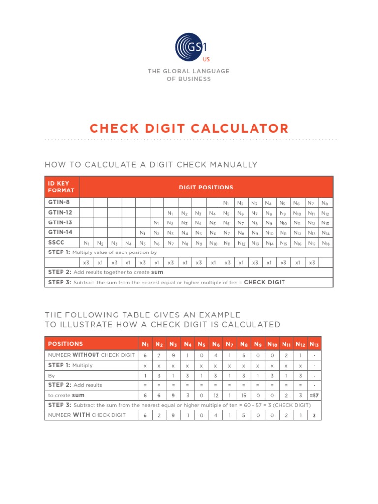 Check Digit Calculator PDF | PDF