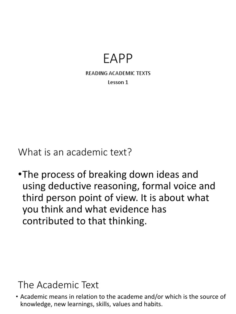 EAPP Lesson 1 | PDF | Thesis | Learning