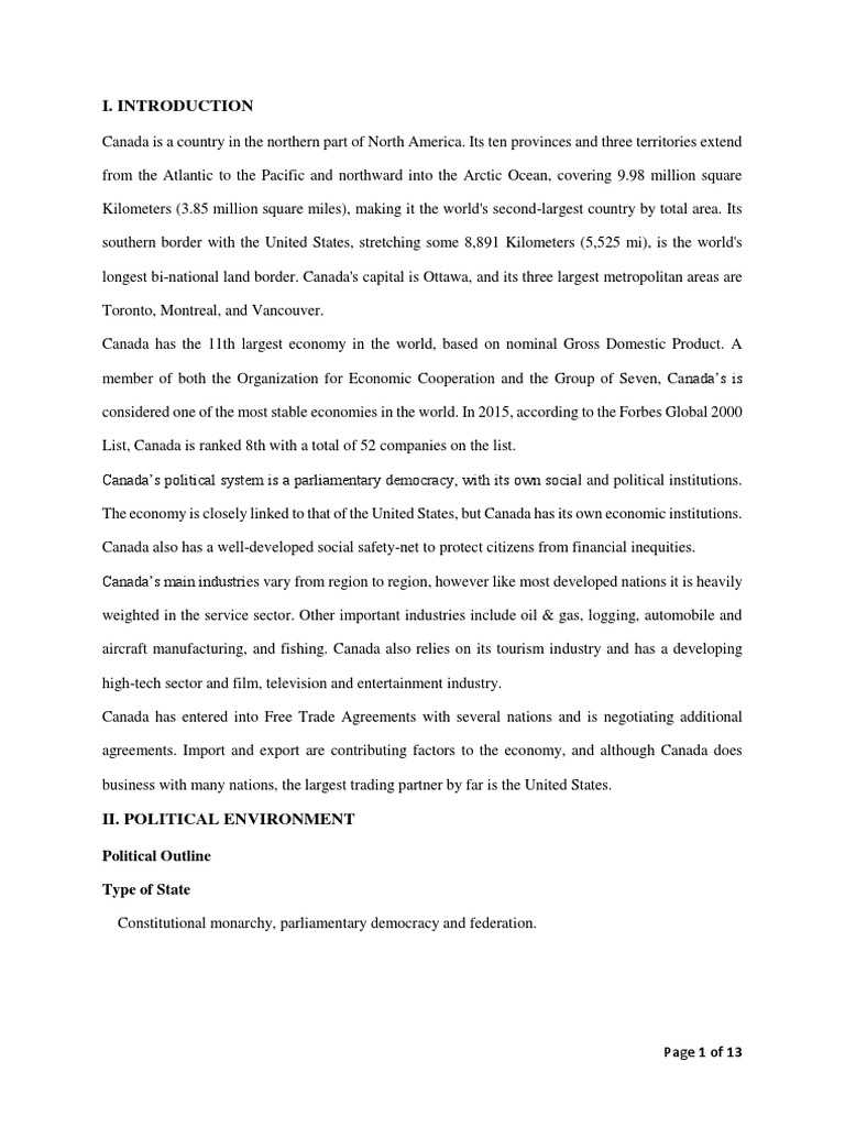 CANADA Country Project Report | PDF | Canada | Canadian Dollar