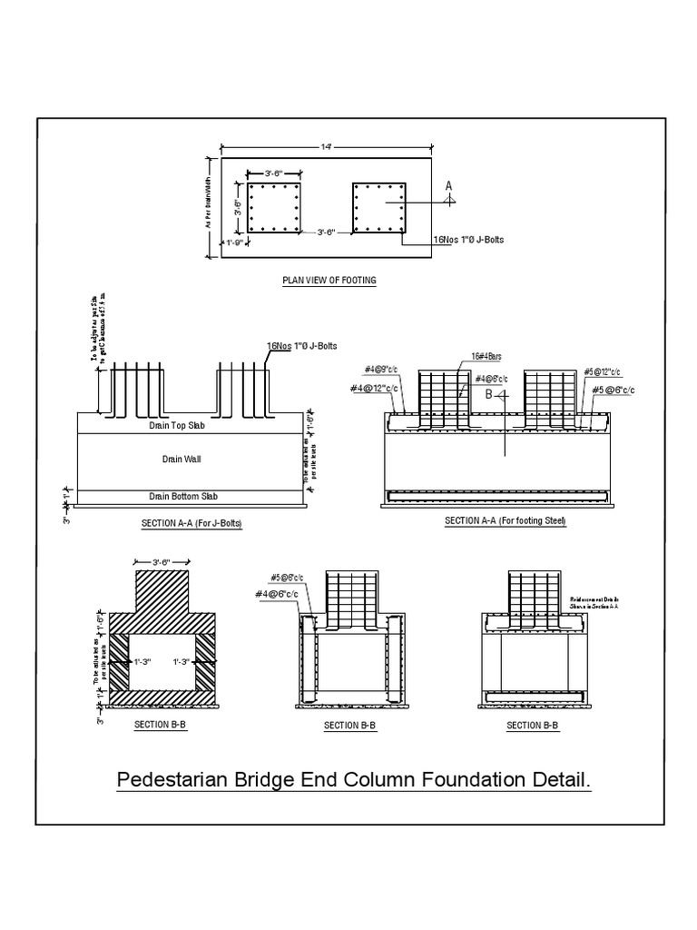 Pedestrian Bridge Foundation Detail | PDF | Civil Engineering ...