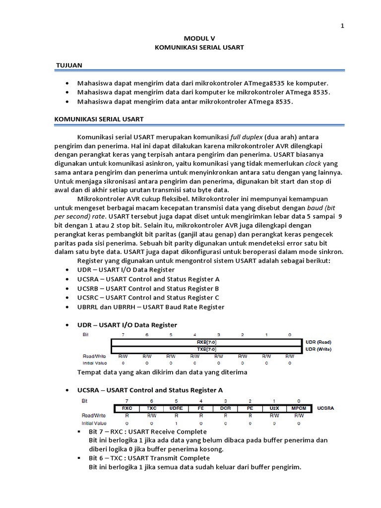 Modul V Komunikasi Usart | PDF | Metode & Bahan Ajar | Komputer