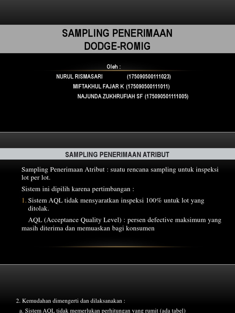 DODGE-ROMIG Sampling | PDF