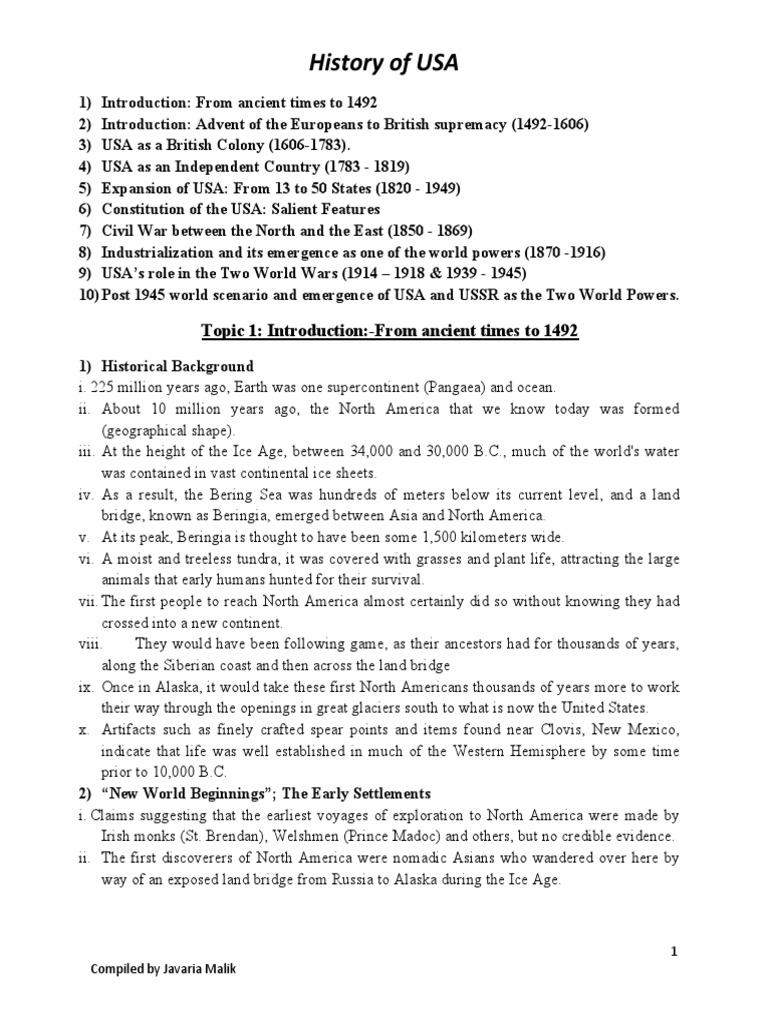 History - of - USA Notes | PDF | Indian Territory | Thomas Jefferson