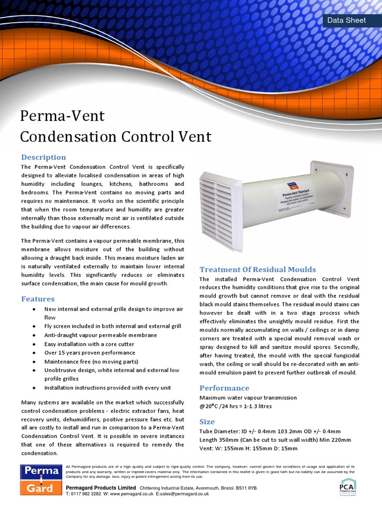 Perma-Vent Condensation Control Vent 2017 | PDF | Mold | Condensation