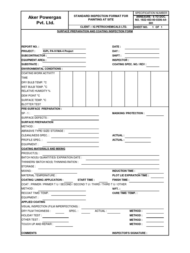 Painting & Inspection Format | PDF | Coating | Procedural Knowledge