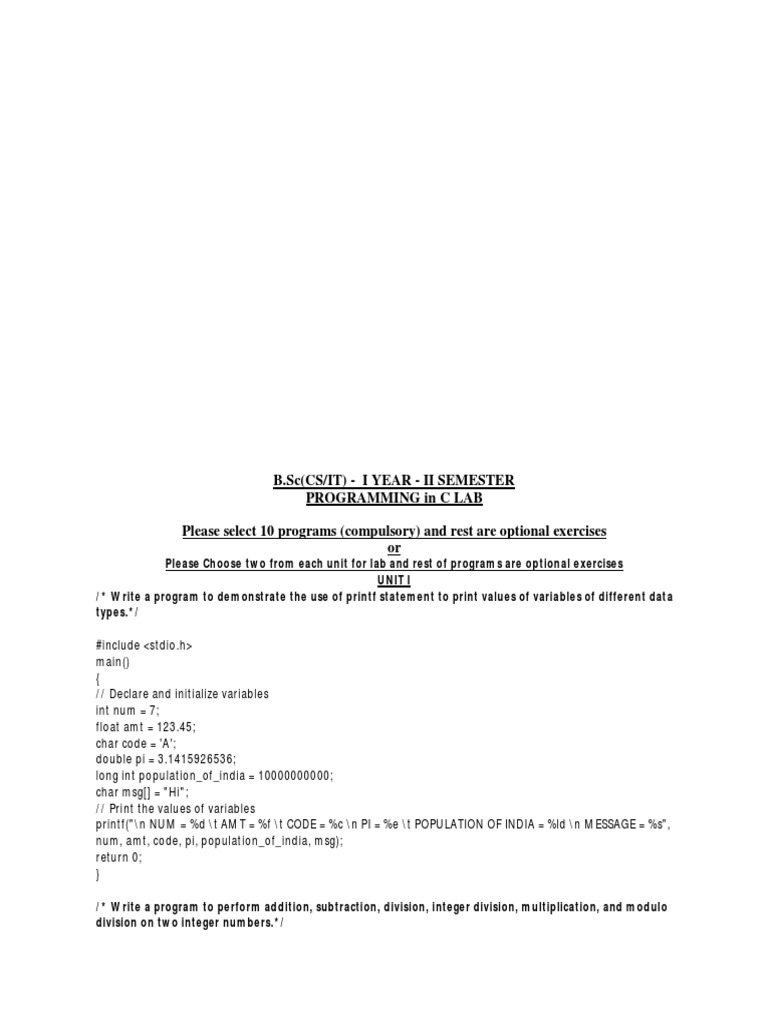 R15-16 - B.Sc. COMPUTER SCIENCE - SEM2 - 3-2-108 | PDF | C (Programming ...