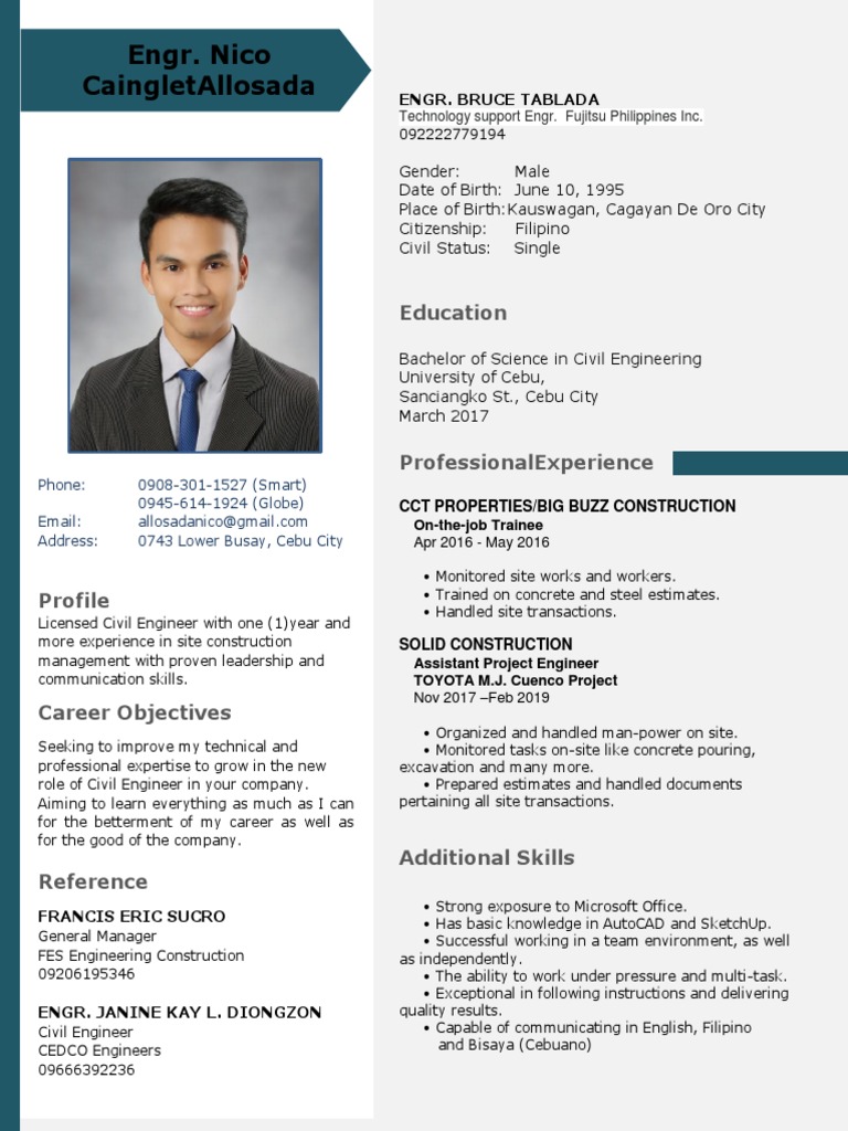 Civil Engineer Resume: Bruce Tablada | PDF | Engineering | Science