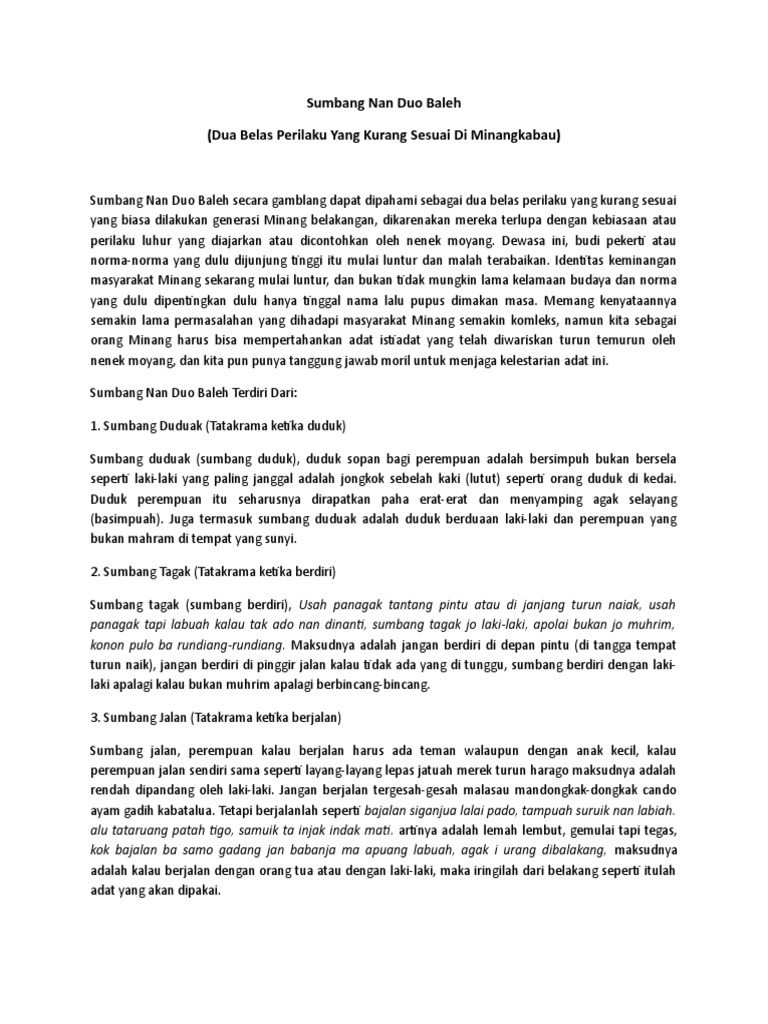 Sumbang Duo Baleh (Sumbang 12) | PDF