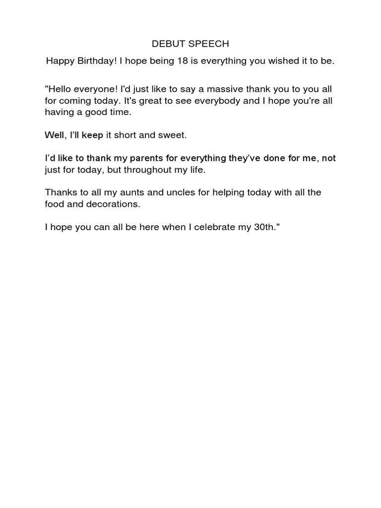 Debut Speech | PDF | Groomsman