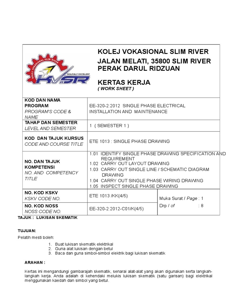 Lukisan Skematik Elektrik 1 Fasa | PDF