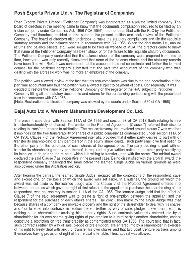 Case Study Company Law | PDF | Trademark | Securities (Finance)