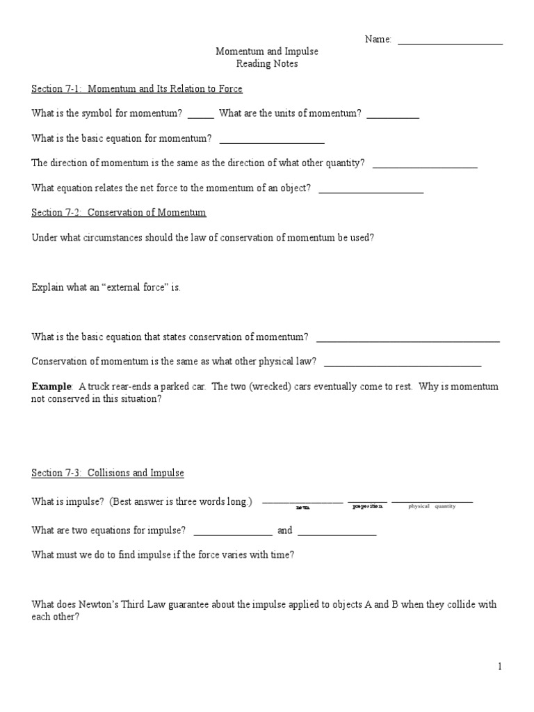 Momentum and Impulse Overview | PDF | Momentum | Collision