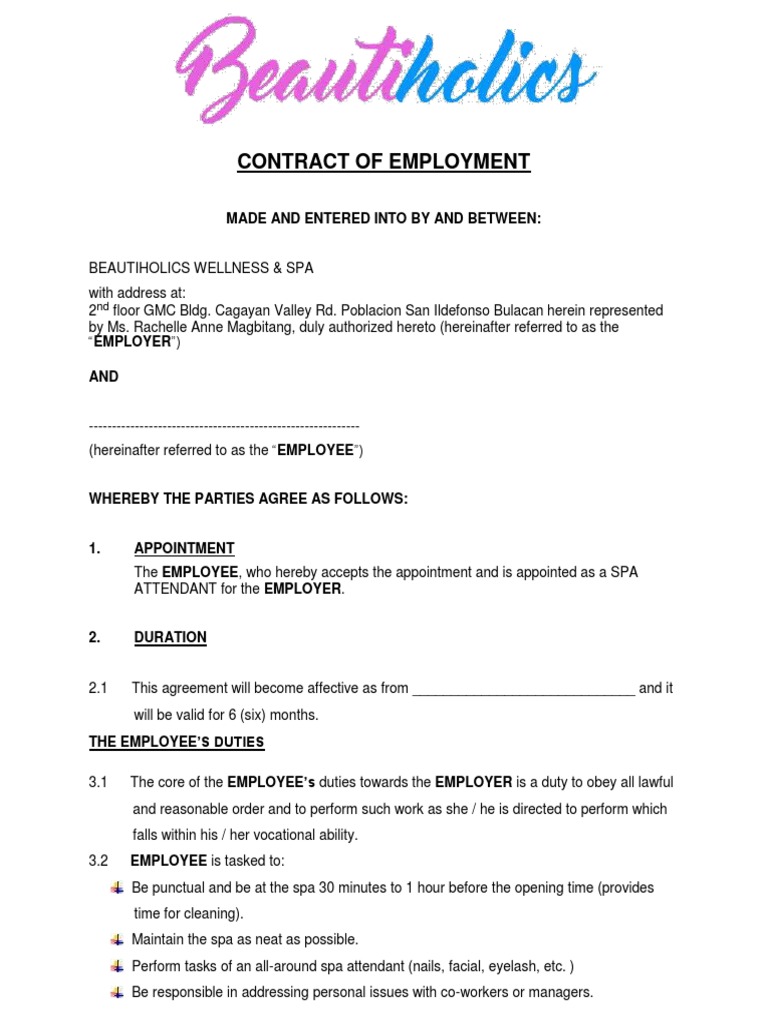 Employment Contract Draft | PDF | Employment | Loans