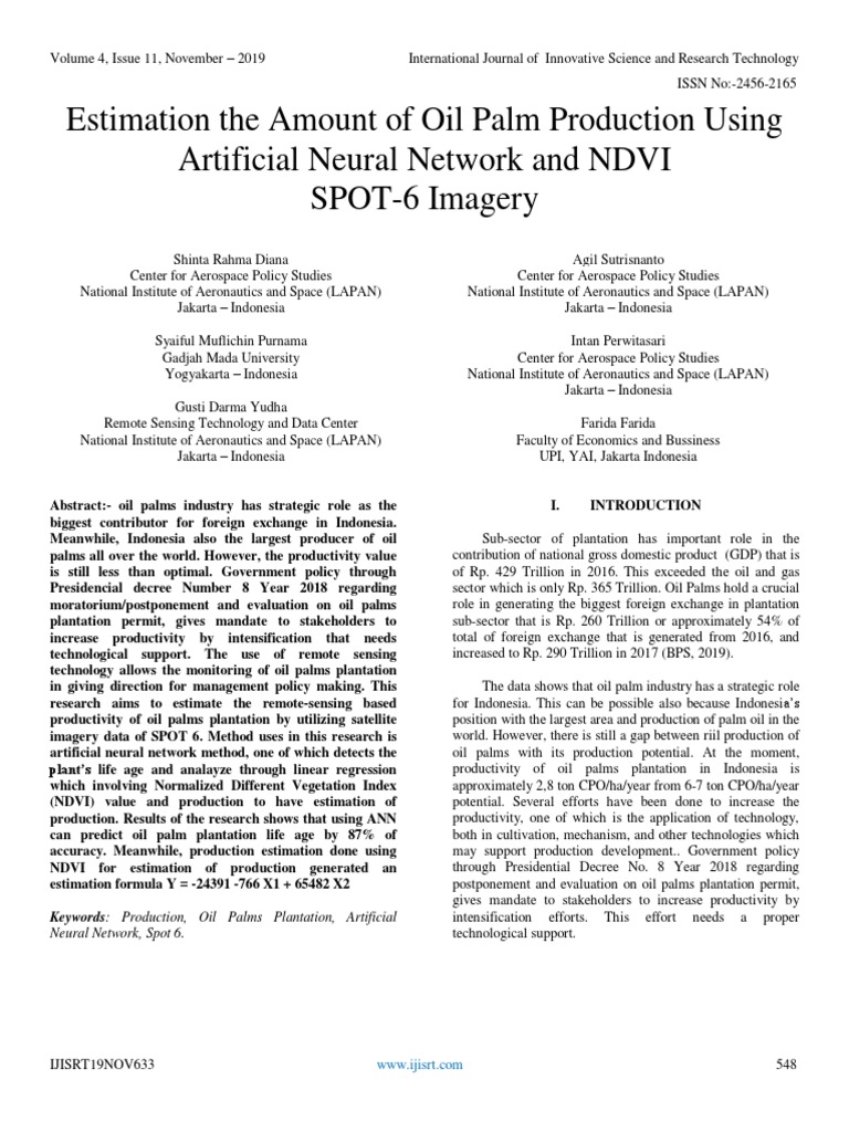 Estimation The Amount of Oil Palm Production Using Artificial Neural ...