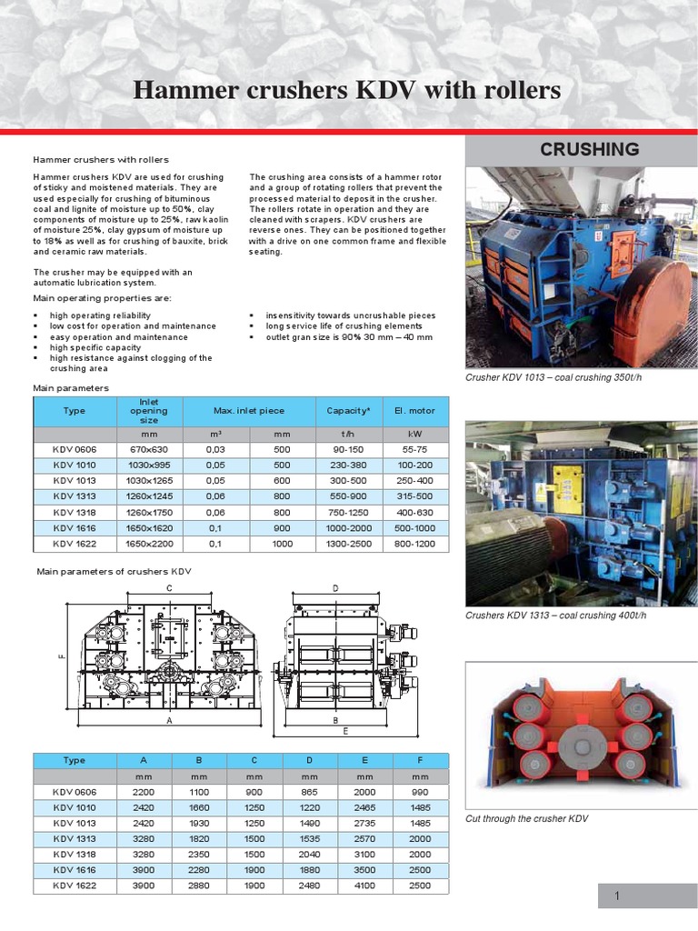 Hammer Crushers With Rollers KDV en | PDF | Economic Sectors | Materials