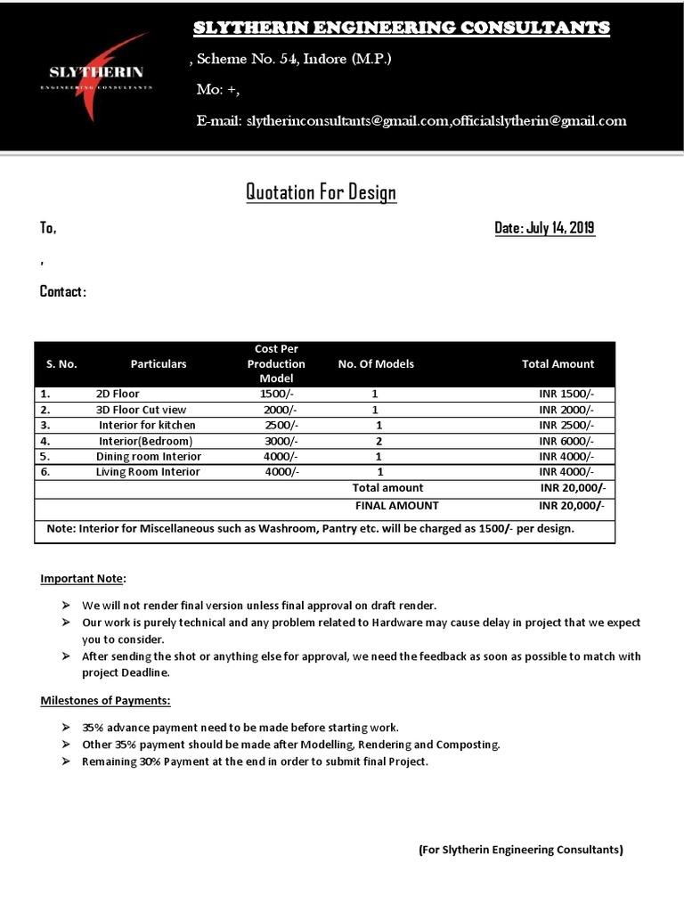 Quotation For Interior Zee Patna | PDF