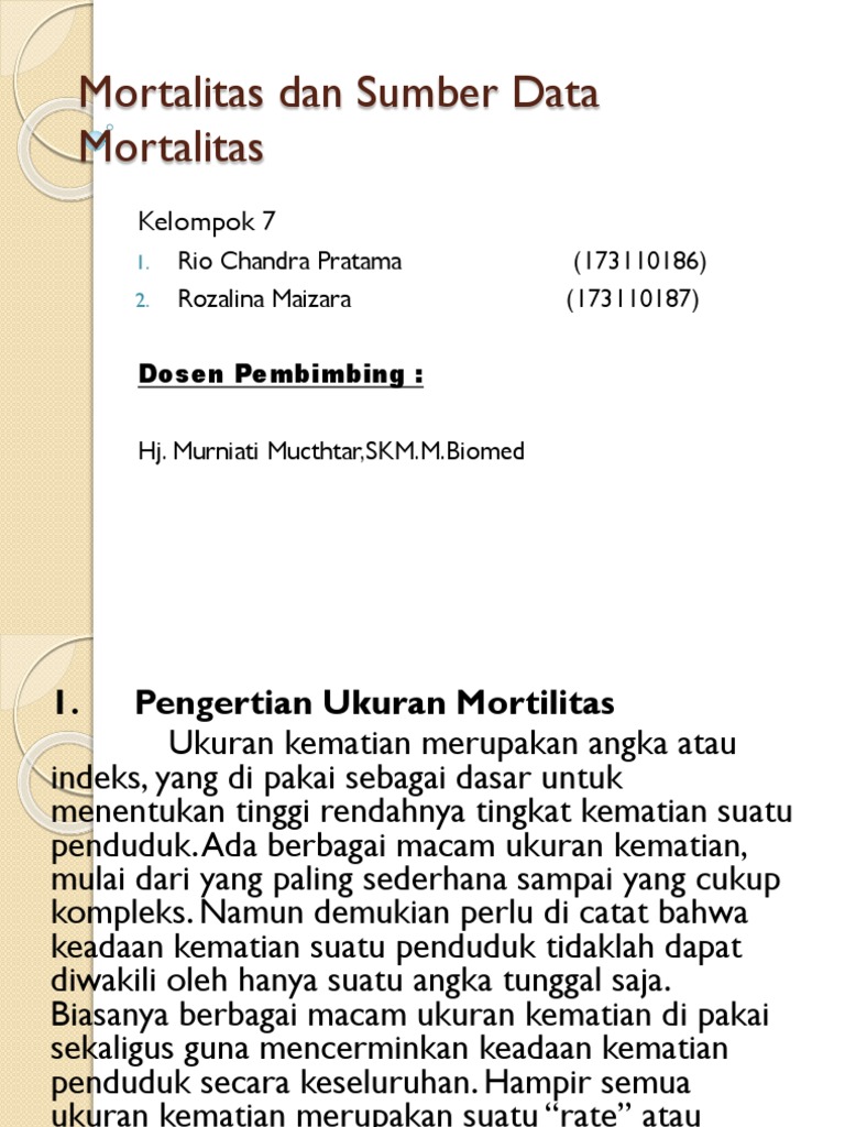 Ukuran dan Sumber Data Mortalitas | PDF