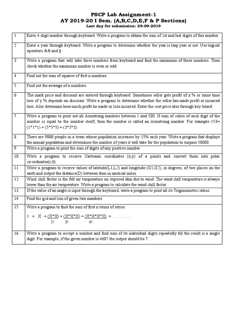 PSCP - Lab - Assignment-1-20-08-2019-1 | PDF | Numbers | Elementary ...