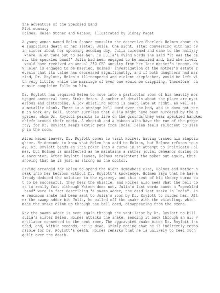 The Adventure of The Speckled Band | PDF | The Adventure Of The ...