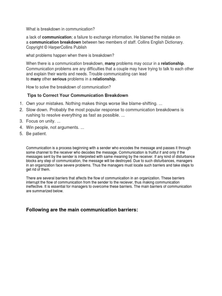 Breakdown | Download Free PDF | Attention | Communication